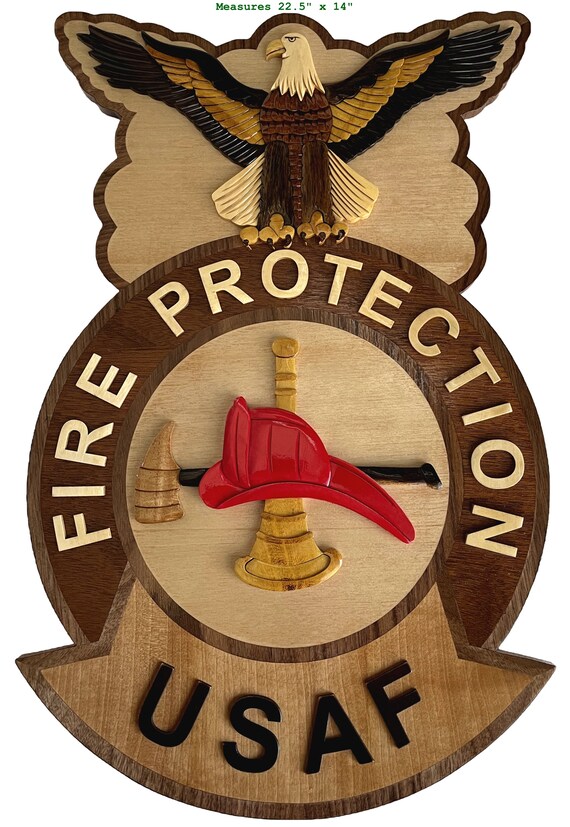 Air Force FIRE PROTECTION BADGE Wood Art Plaque | Etsy