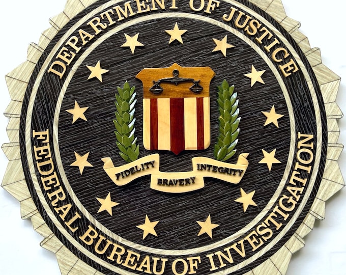 FBI Emblem Wood Art - Federal Bureau of Investigation Seal - Etsy