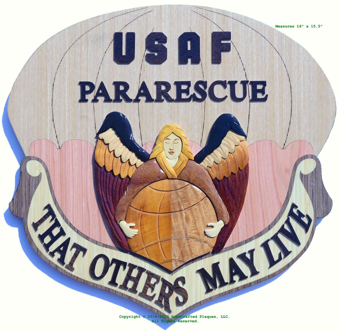 USAF PARARESCUE EMBLEM Pj Wood Art Plaque - Etsy