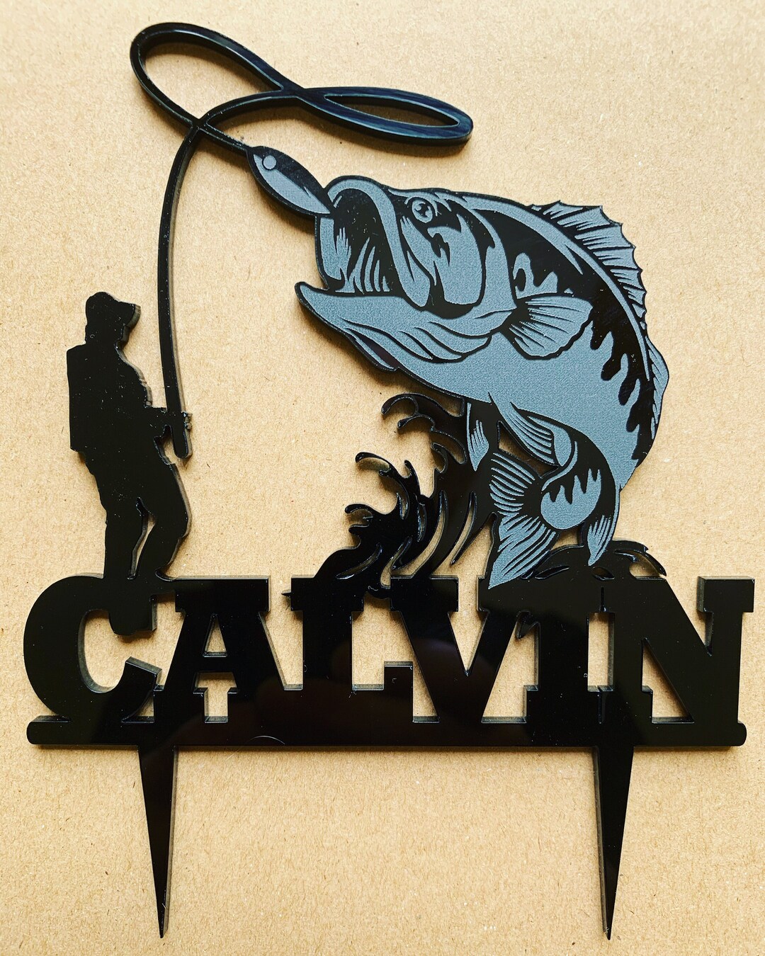 Personalised Fishing/angling Cake Topper - Etsy