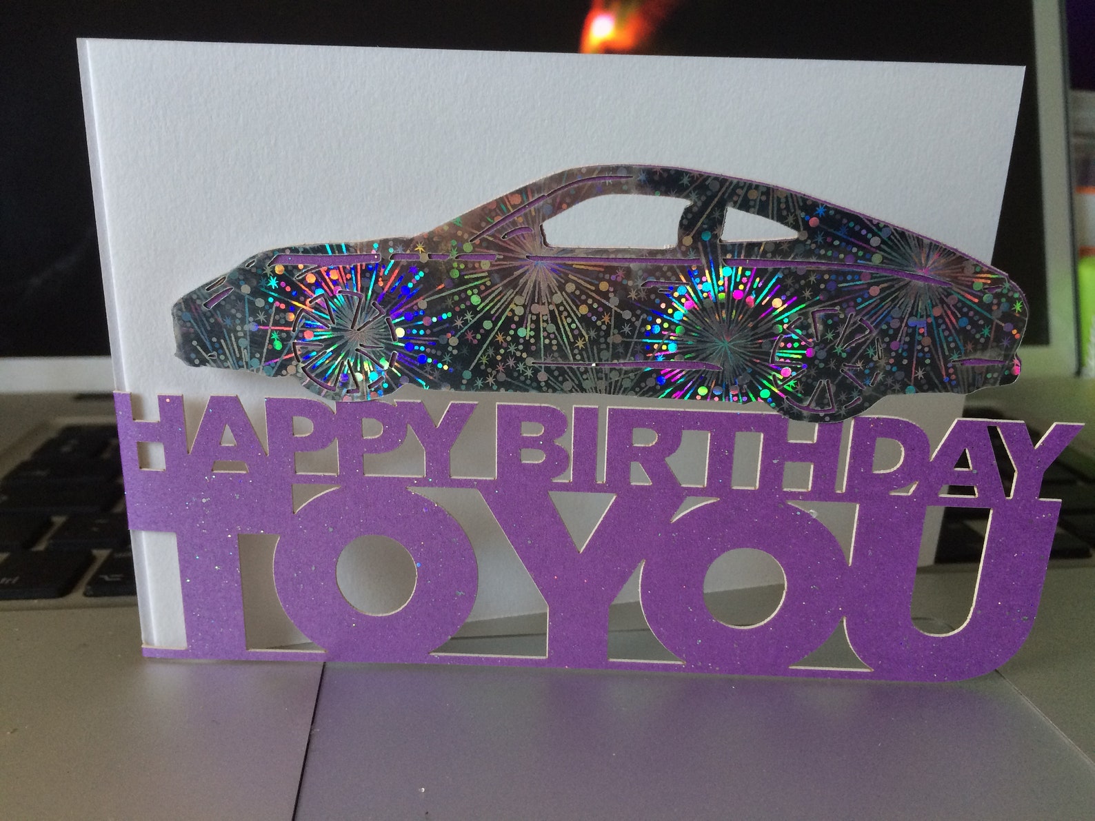 Sports Car Sparkly Birthday Card | Etsy