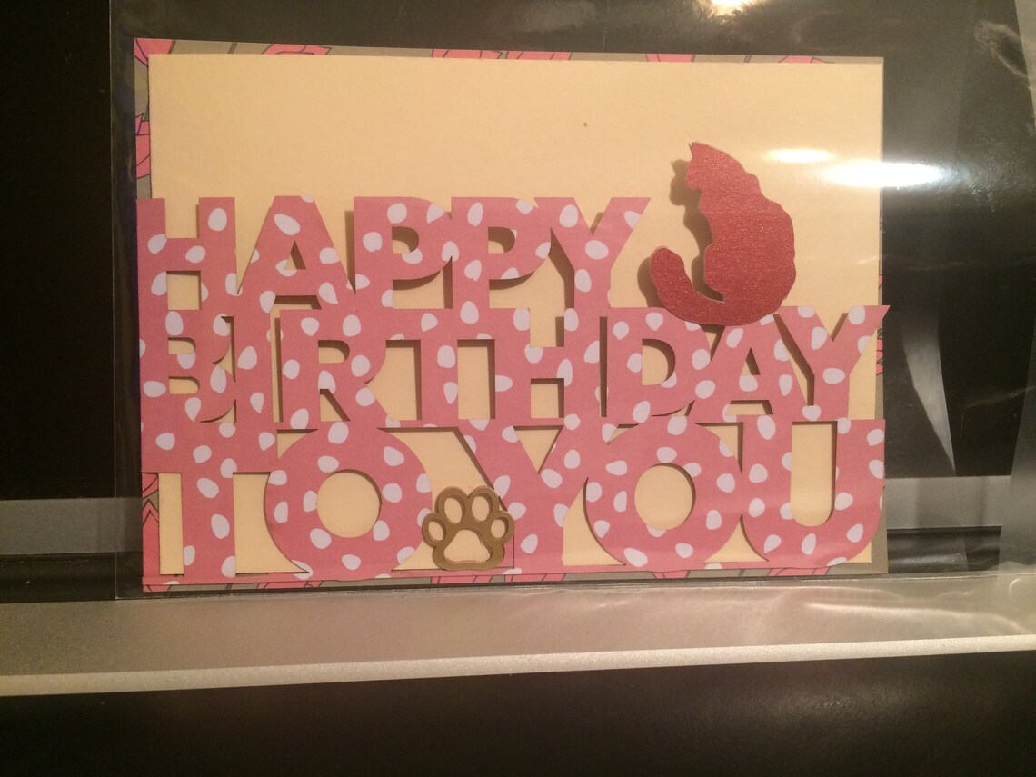 Fluffy Cat Birthday Card - Etsy