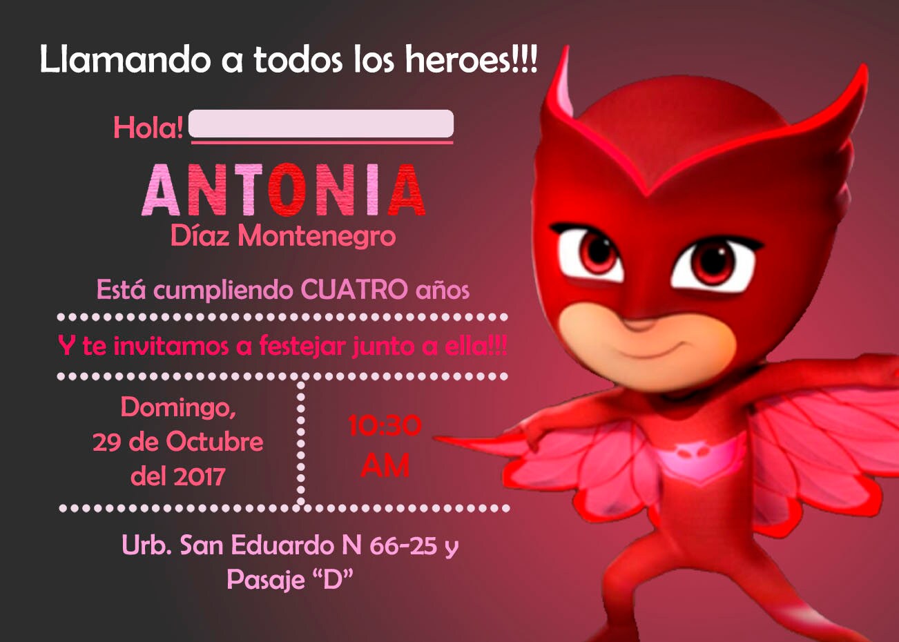 Invitacion de Ululete para cumpleaños - Etsy México