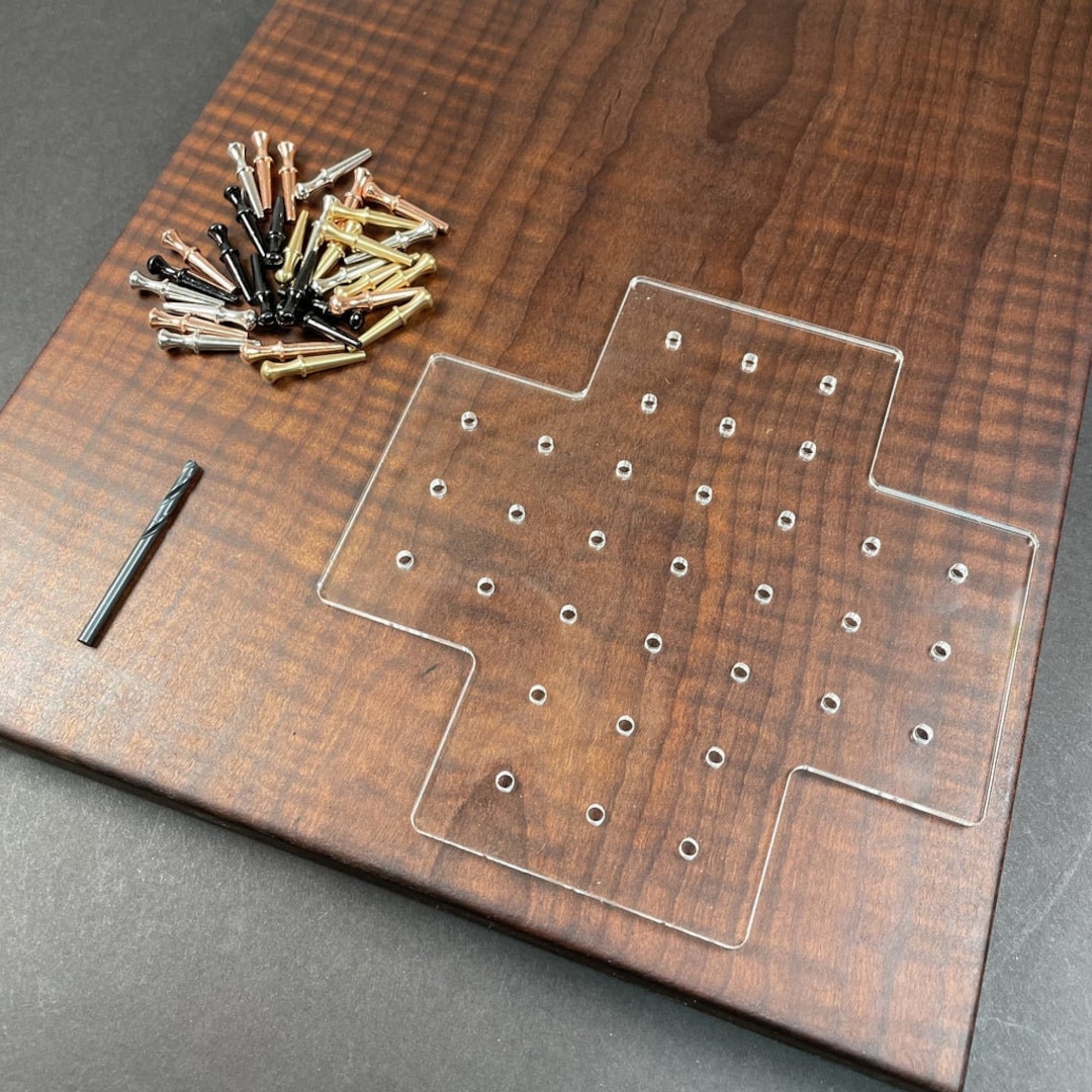 Cross Peg Solitaire Template + 32 Pegs Includes 1 Drill Bit Acrylic ...