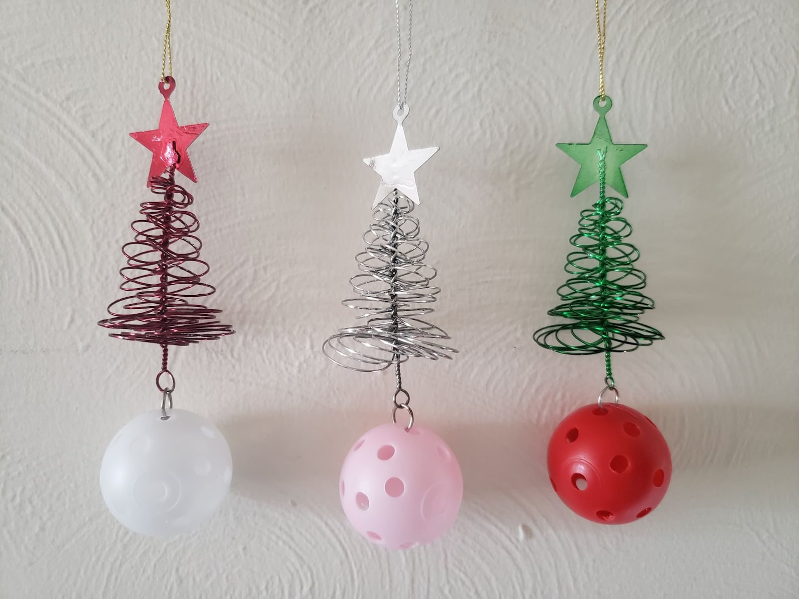 Set of 3 Pickleball Christmas Tree Ornaments, Pickleball Ornament ...