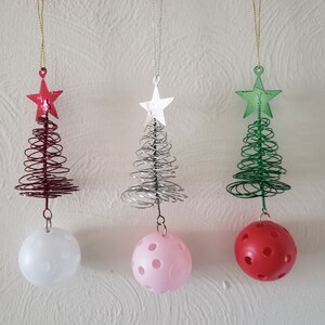 Set of 3 Pickleball Christmas Tree Ornaments, Pickleball Ornament ...