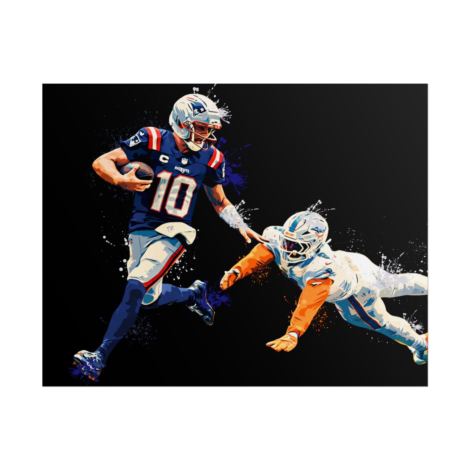 Drake Maye Art Poster Print, New England Patriots Art Print Poster, AFC ...