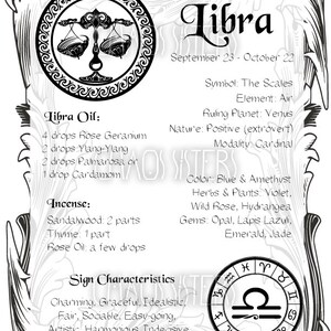 Libra Zodiac Sign Book of Shadow Printable PDF Page Wicca - Etsy Canada