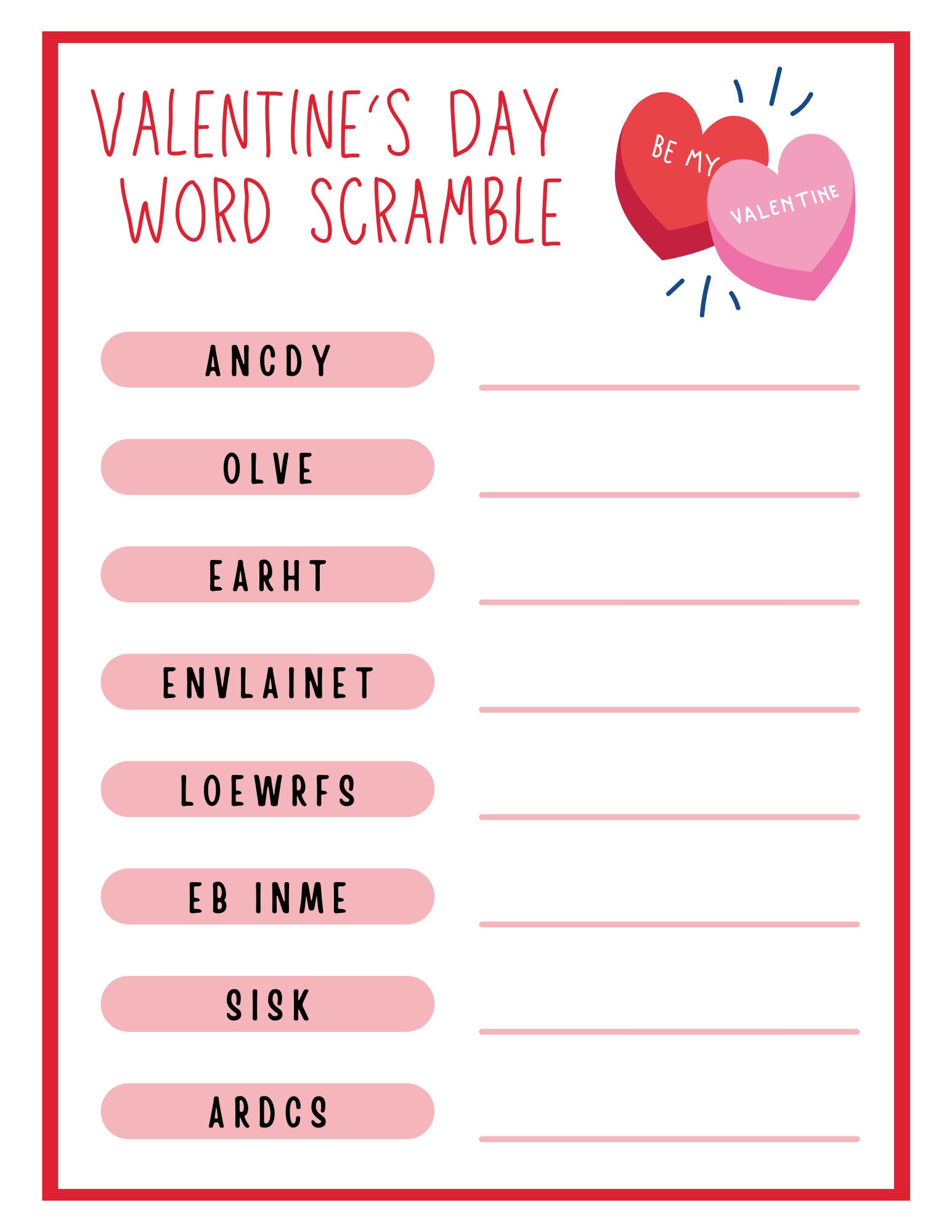Valentine's Day Game I Valentine Game for School I Valentine Word ...