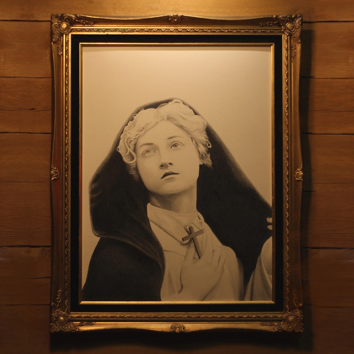 Nun Portrait Black Color Pencil Framed Art - Etsy