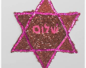 SHALOM Wall Hanging, Star of David, Judaica, Jewish Star Art, Word ...