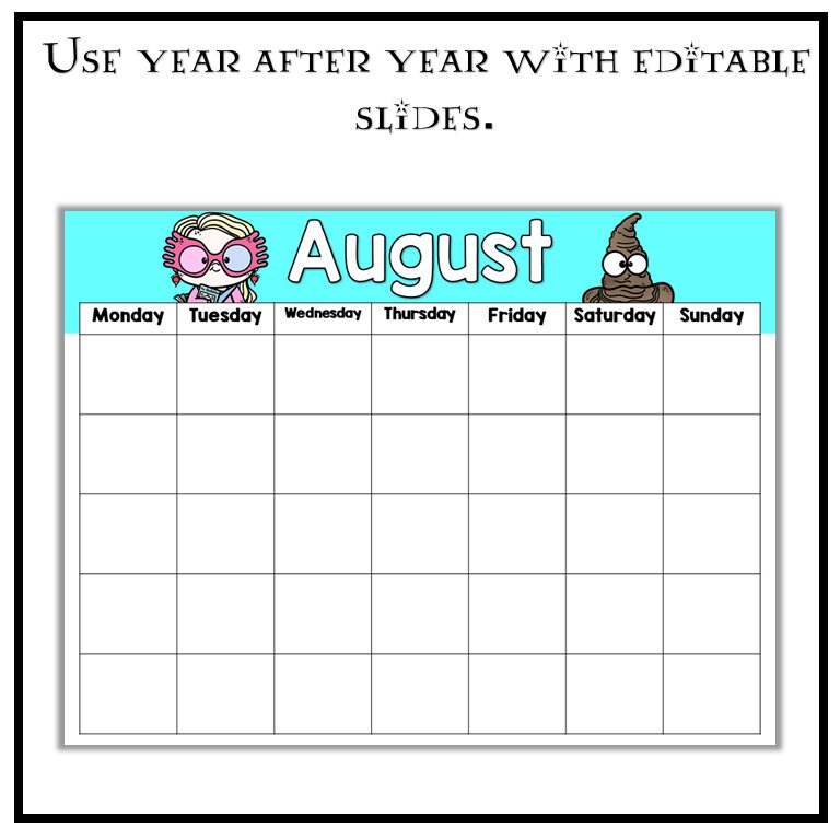 Magic School Calendars for the Year | Editable - Etsy