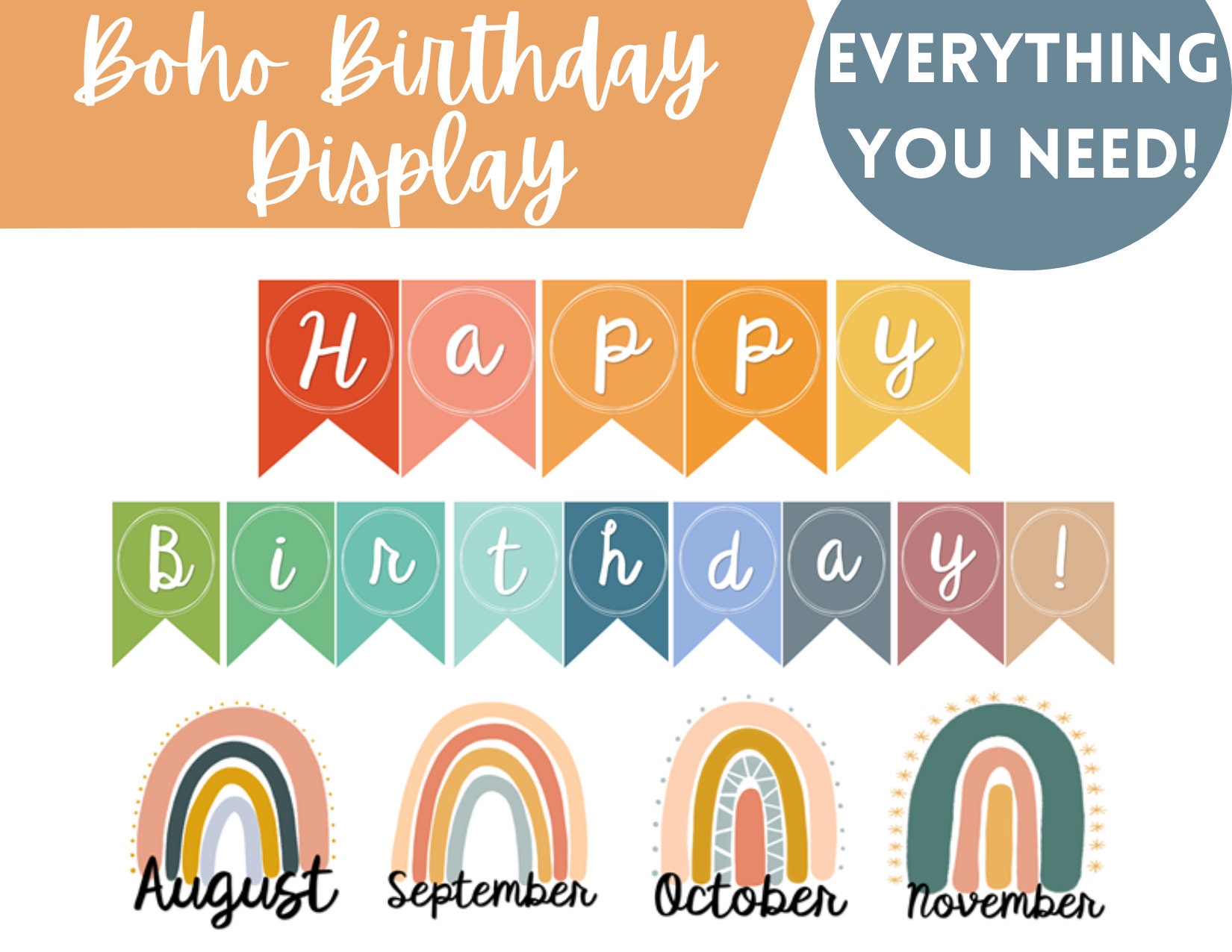 Boho Birthday Display | Digital Download | Boho Classroom - Etsy