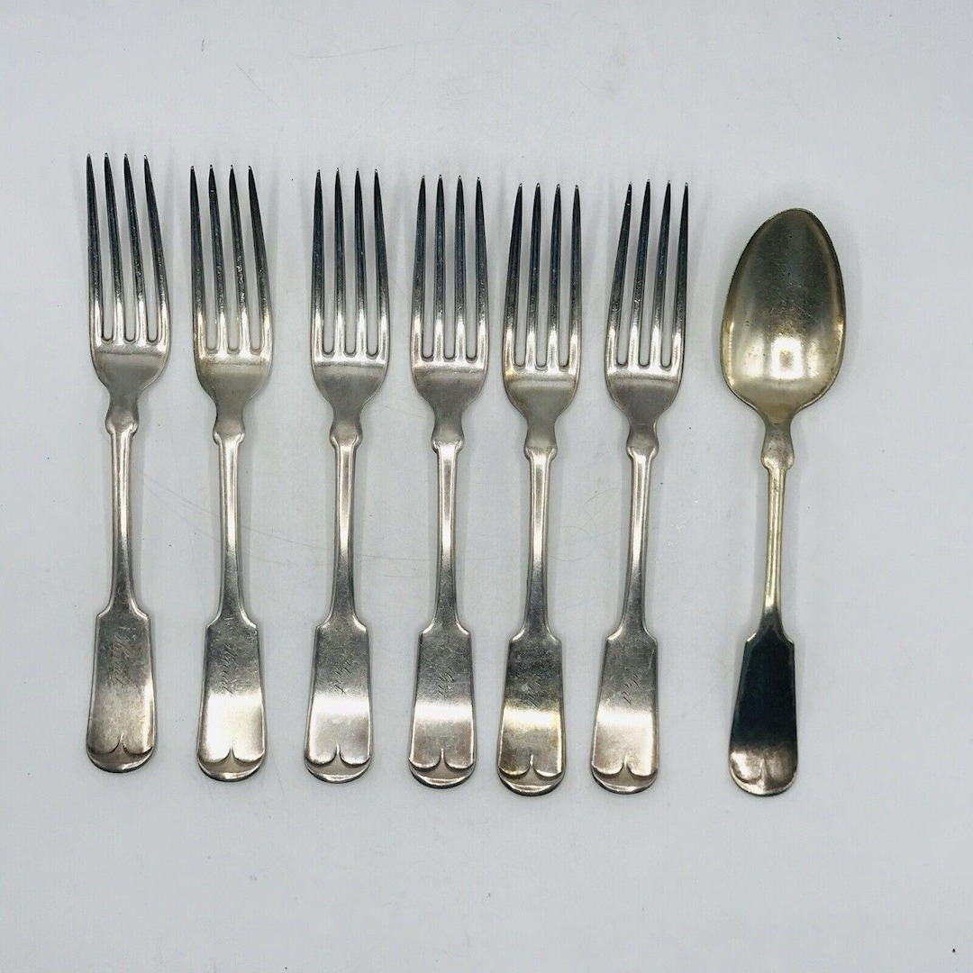1847 Rogers Bros A1 Pattern Fiddle Tipped Silverware Forks 7.25 ...
