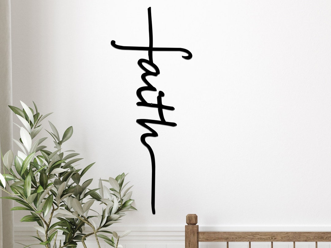 Faith With Cross Sign for Kitchen Backsplash, Gallery Wall, Nursery ...