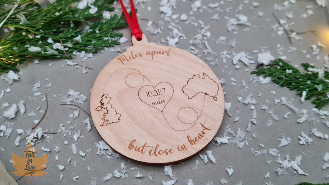 Personalised Long Distance Christmas Bauble – Country Outlines, Wooden ...