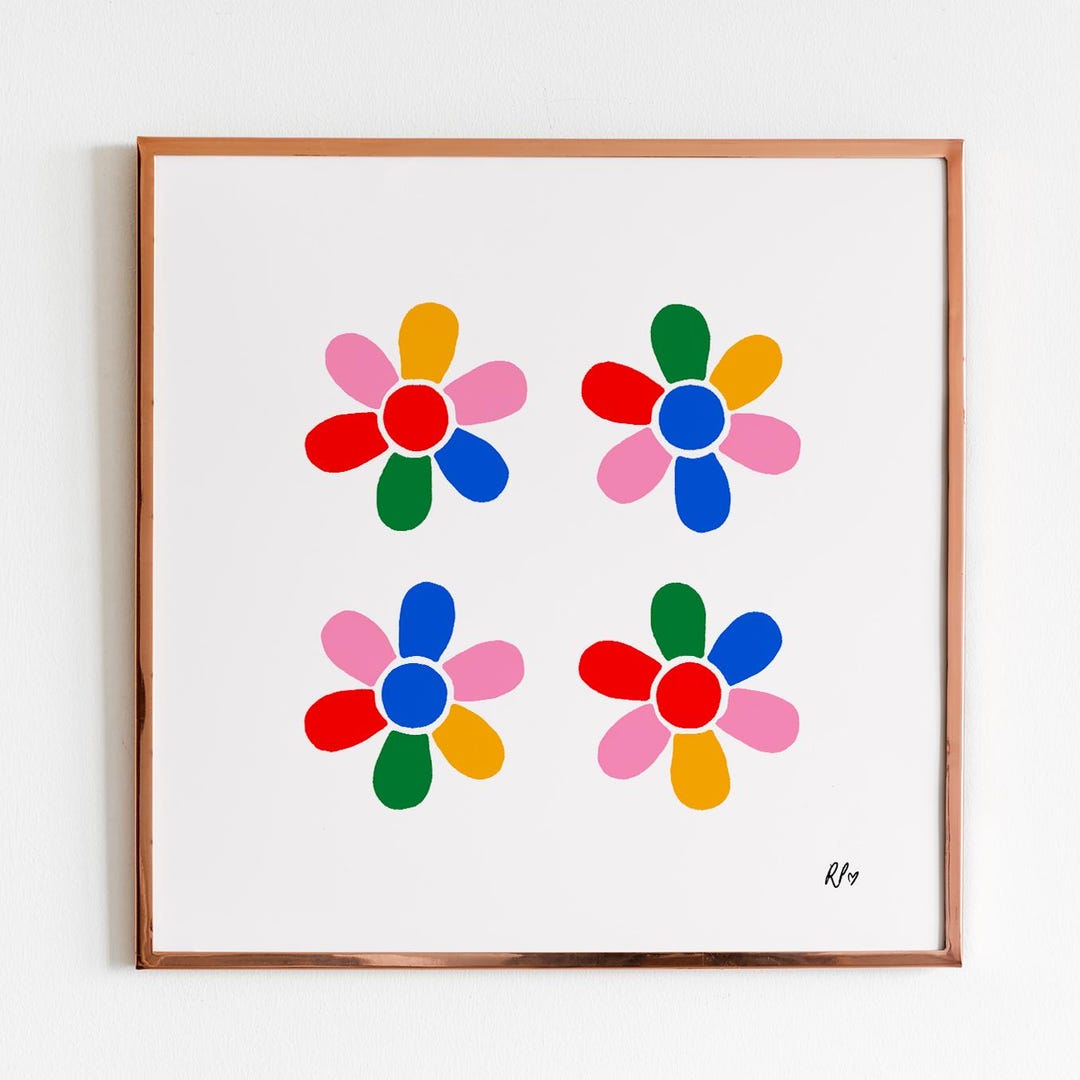 Simple Bright Daisy Flowers Art Print - Etsy
