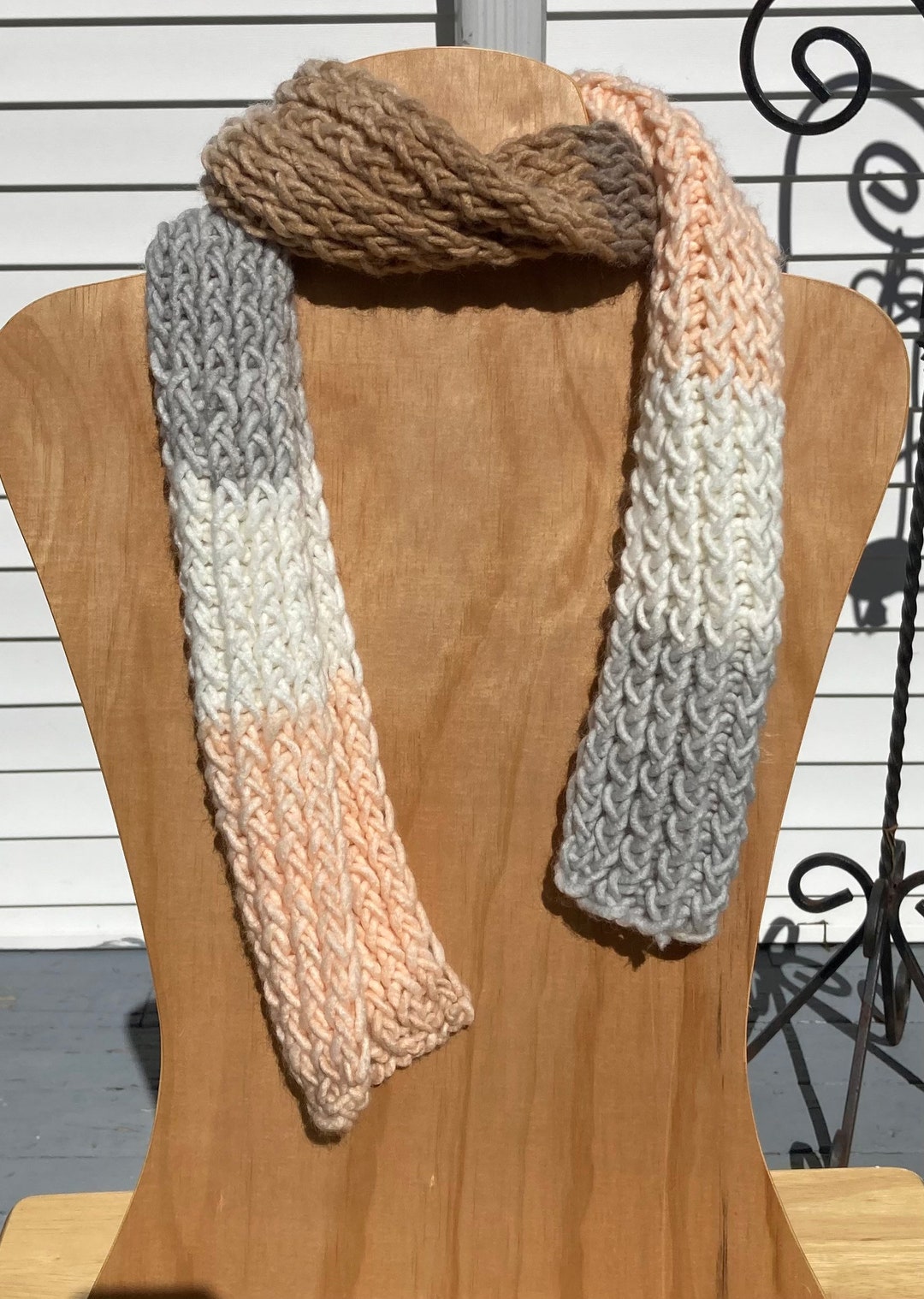 Hand Knit Multi-colored Scarf - Etsy UK