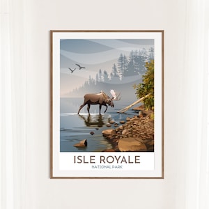 Isle Royale National Park Print | Bull Moose | Water and Mist ...
