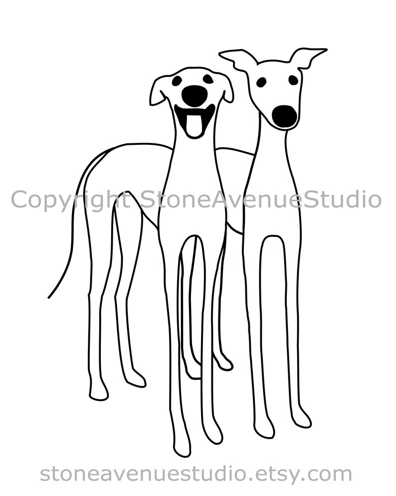 DIGITAL DOWNLOAD - Printable Greyhounds, Minimalist Black and White ...