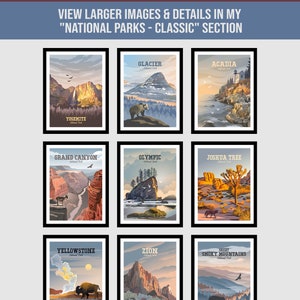 Set of Three National Park Posters | Choose Any 3 Artist Created ...