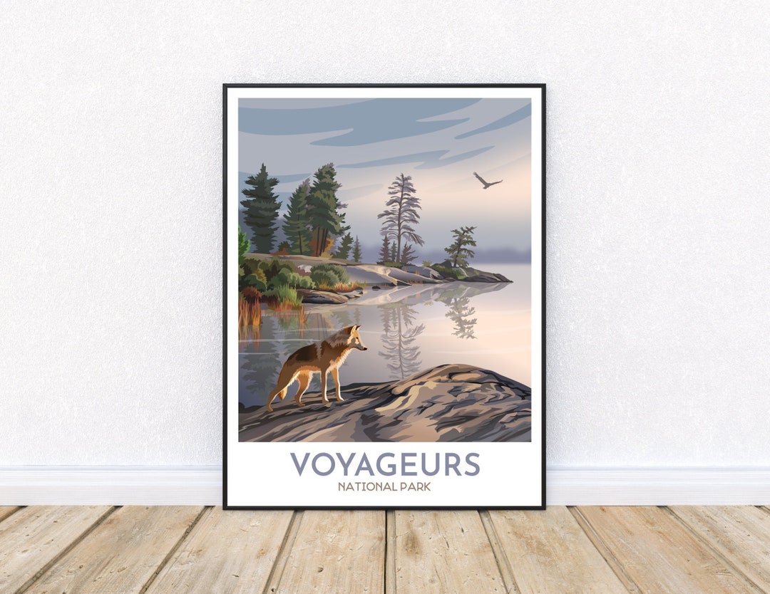 Voyageurs National Park Poster | Minnesota Travel Poster | Wolf ...