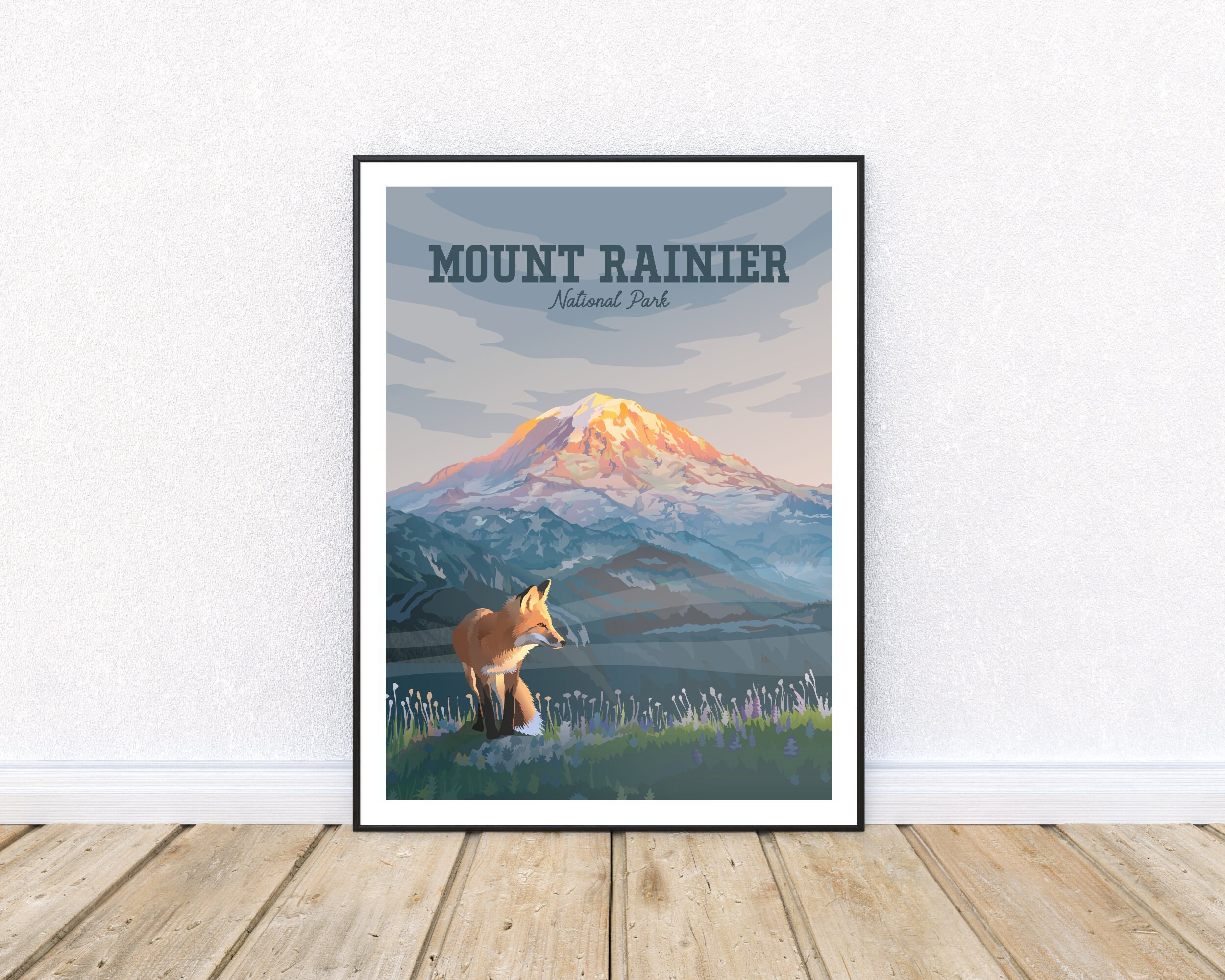 Mount Rainier National Park Poster Mount Rainier With - Etsy