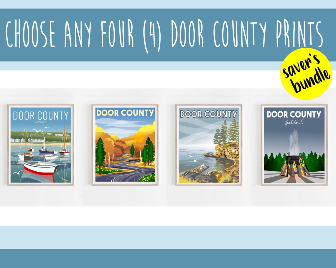 Door County Posters - Set of 4, Choose Any Four Door County Art Prints ...