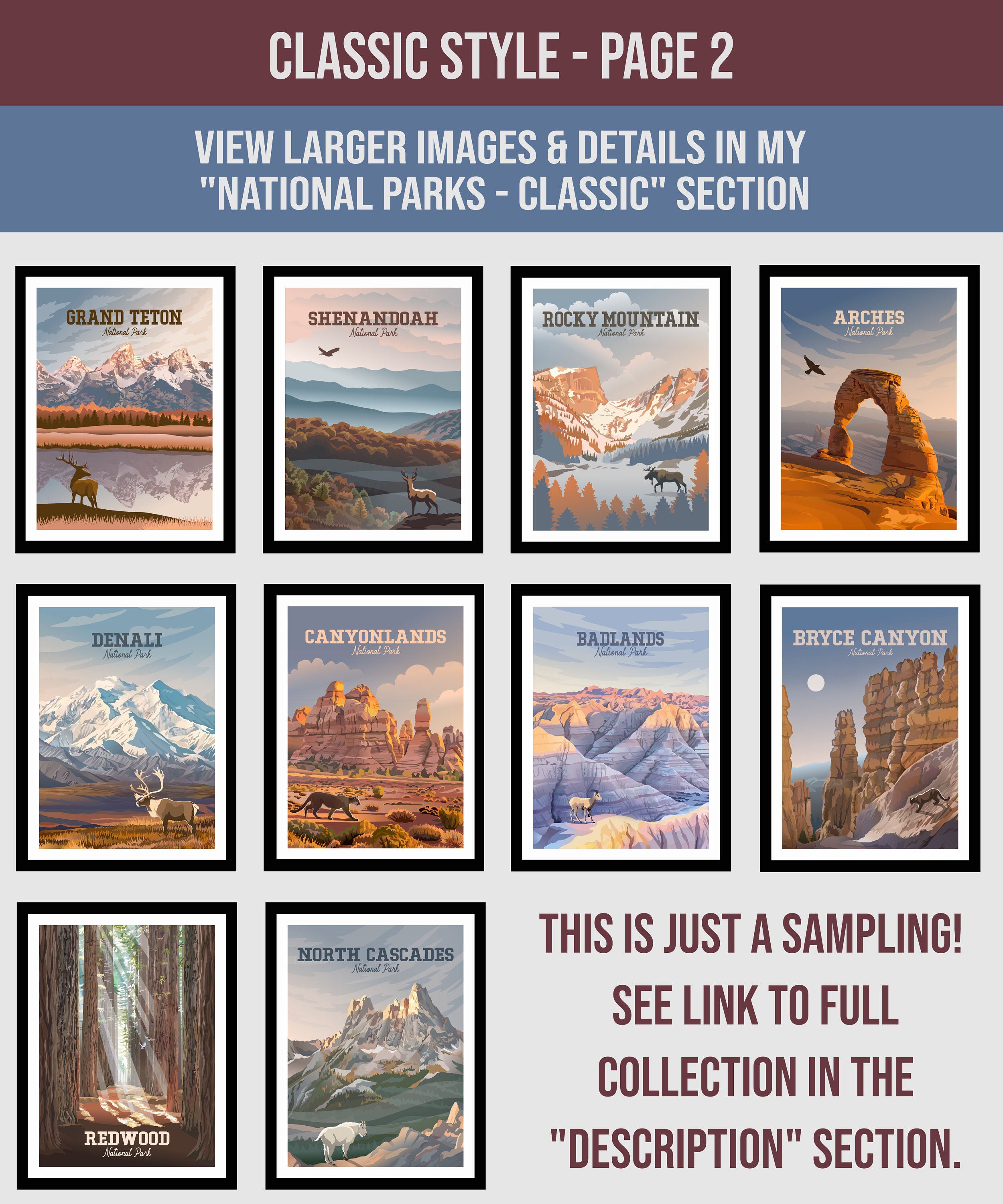 Set of Six National Park Posters Choose Any 6 Mix and - Etsy