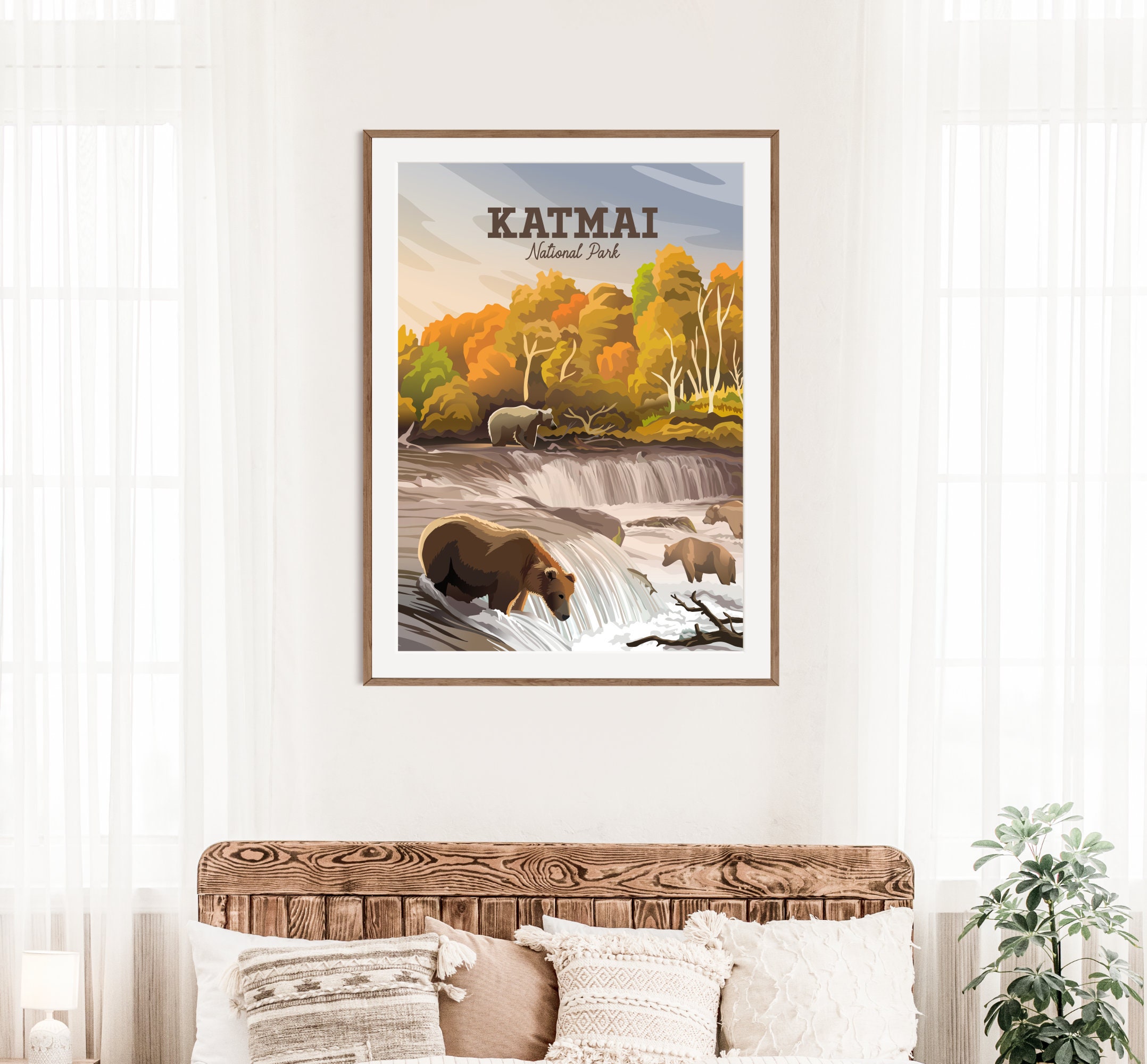 Katmai National Park Poster Brooks Falls Print Katmai in - Etsy