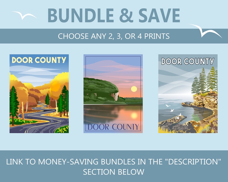 Door County Poster, Highway 42 in Ellison Bay, Winding Road Print, Door ...