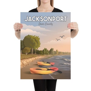 Jacksonport Door County Wisconsin Poster, Jacksonport WI, Two Kayaks on ...