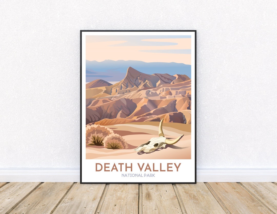 Death Valley National Park Poster | Zabriskie Point Badlands With Skull ...