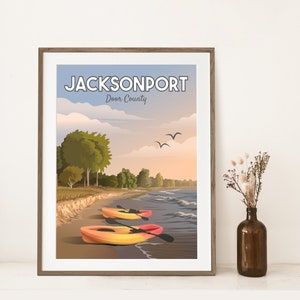 Jacksonport Door County Wisconsin Poster, Jacksonport WI, Two Kayaks on ...