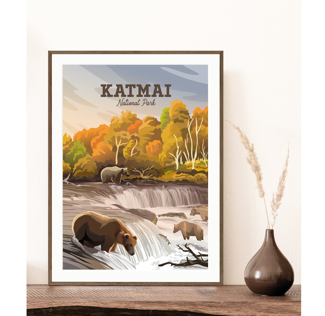 Katmai National Park Poster | Brooks Falls Print | Katmai in Fall ...