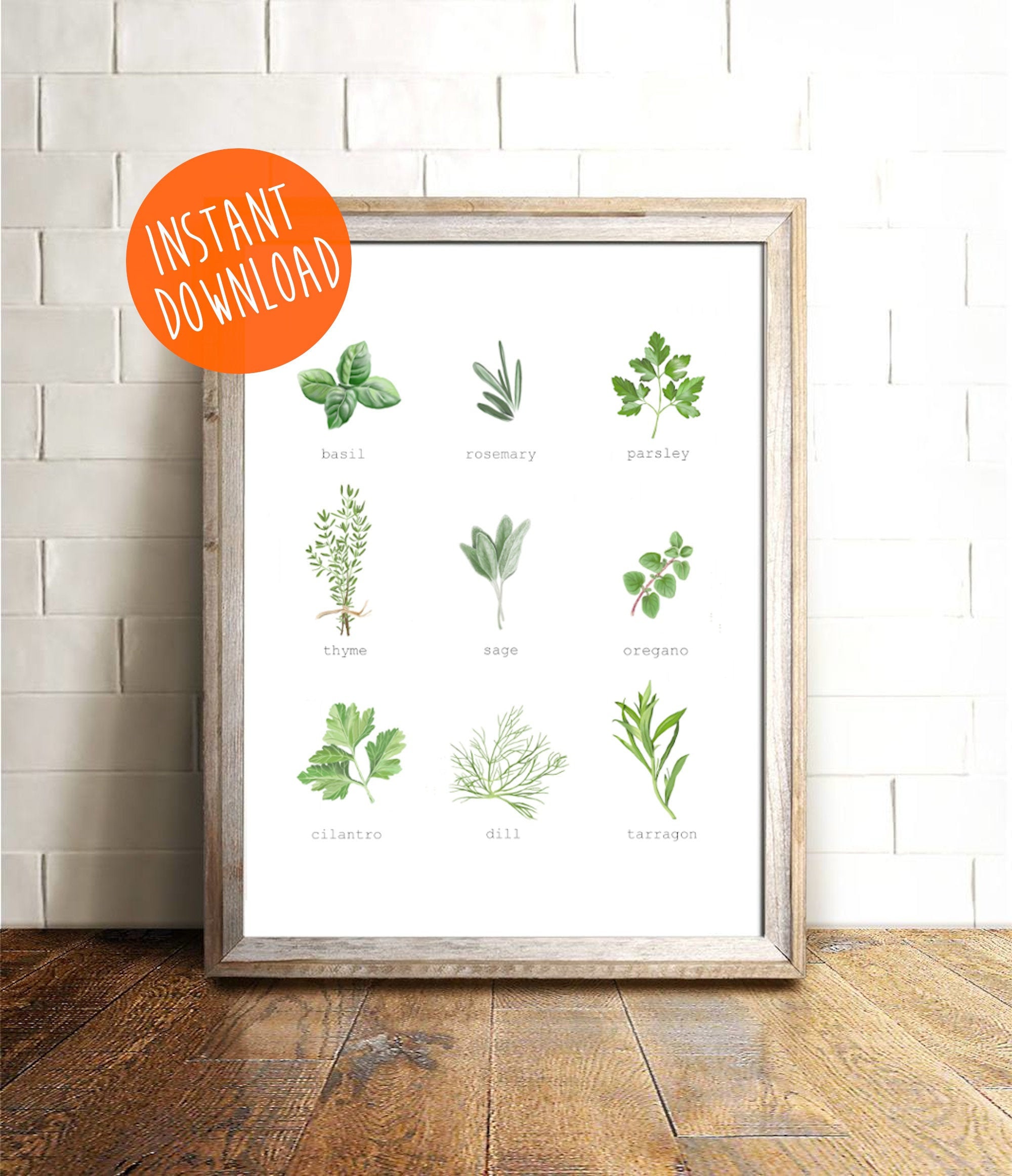 DIGITAL DOWNLOAD - Printable Herb Art, Printable Kitchen Art, Kitchen ...