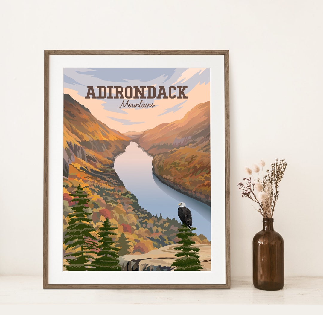Adirondack Mountains Poster | Bald Eagle | Fish Hawk Cliffs | Indian ...