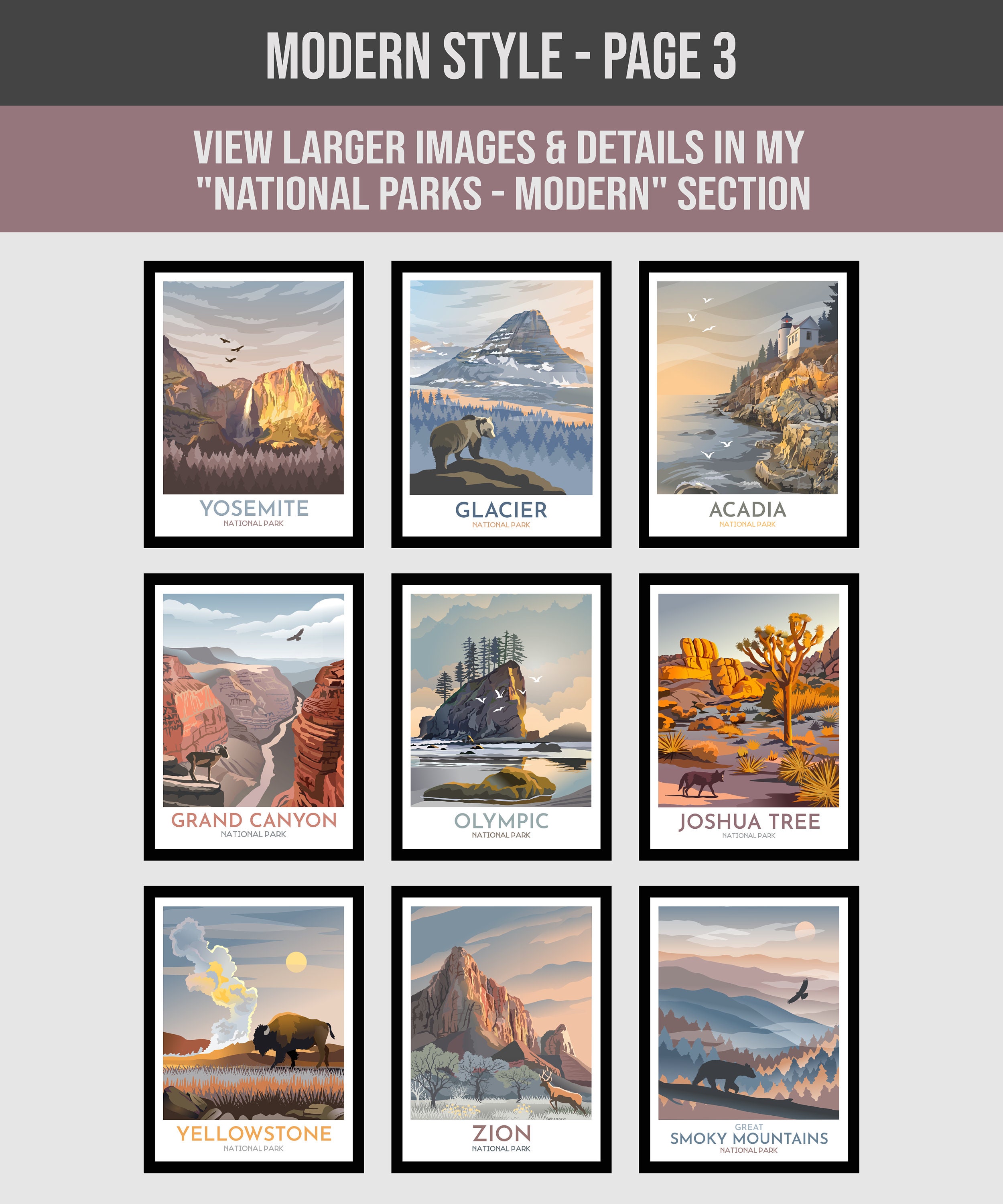 Set of Six National Park Posters Choose Any 6 Mix and - Etsy