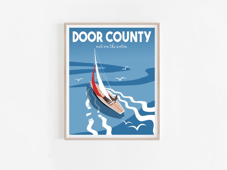 Door County Sailing Print, Door County Wisconsin Nautical Sailboat ...