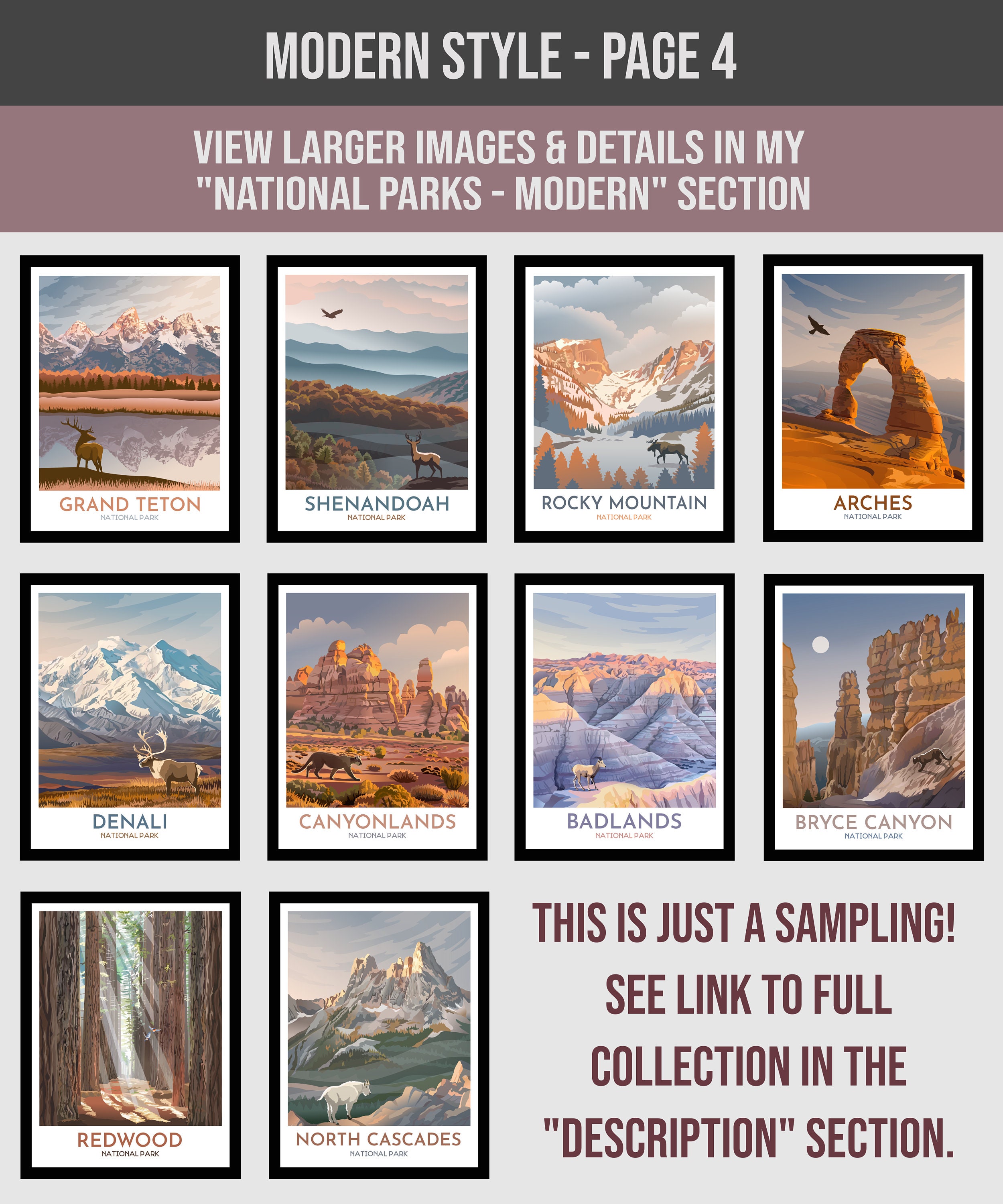 Set of Six National Park Posters | Choose Any 6 | Mix and Match ...