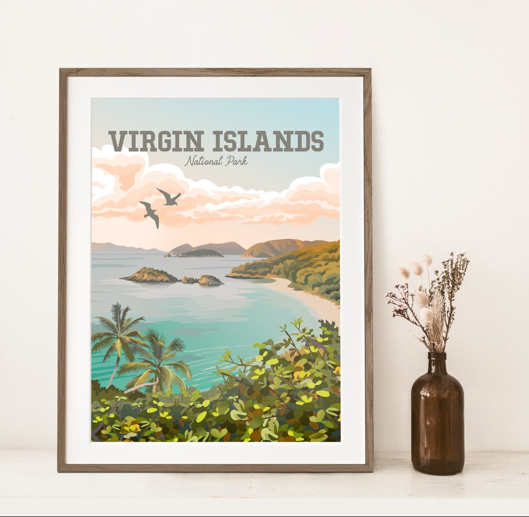 Virgin Islands National Park Print | Trunk Bay Beach Poster | Shore ...