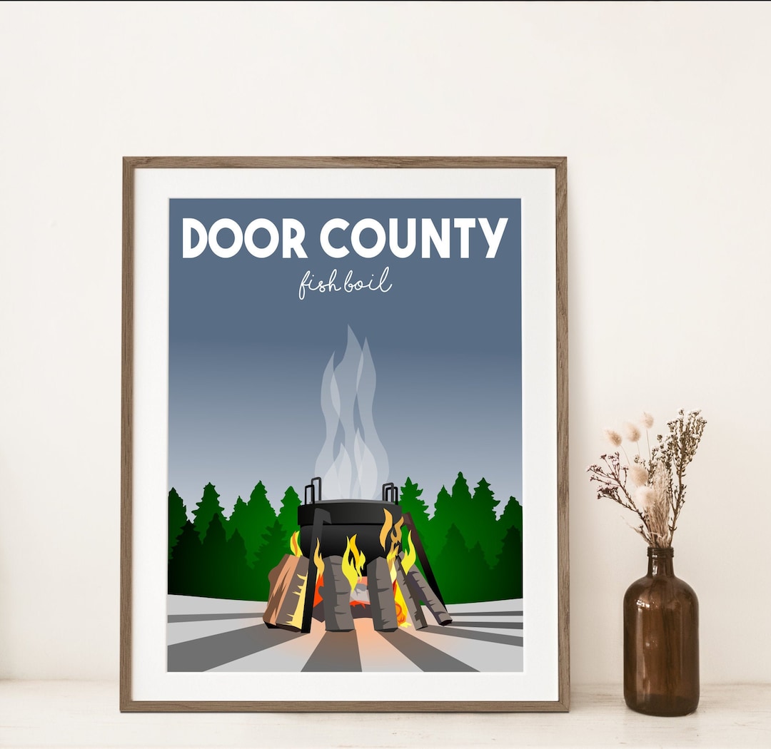 Door County Fish Boil Poster, Door County Poster Print, Wisconsin Art ...