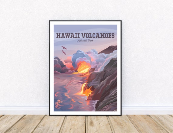 Hawaii Volcanoes National Park Poster Kilauea Lava Flow With - Etsy
