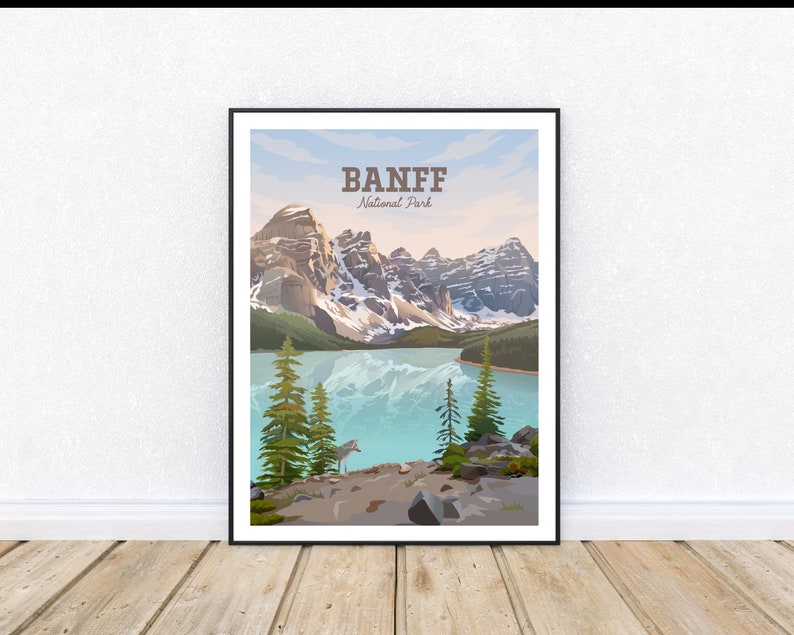 Banff Poster | Moraine Lake Print | Rocky Mountains of Alberta Canada ...