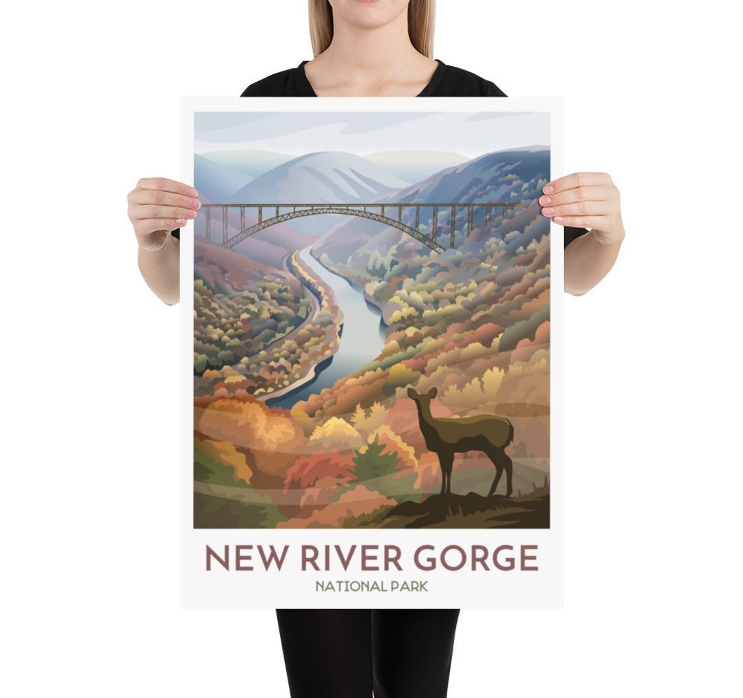 New River Gorge National Park Print | New River Gorge in Fall With Deer ...