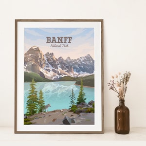 Banff Poster | Moraine Lake Print | Rocky Mountains of Alberta Canada ...
