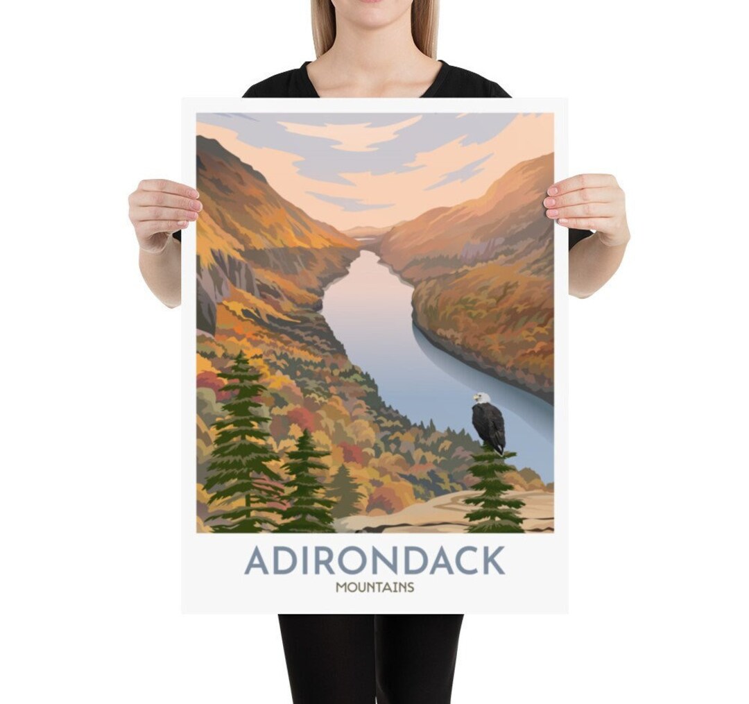 Adirondack Mountains Poster | Bald Eagle | Fish Hawk Cliffs | Indian ...