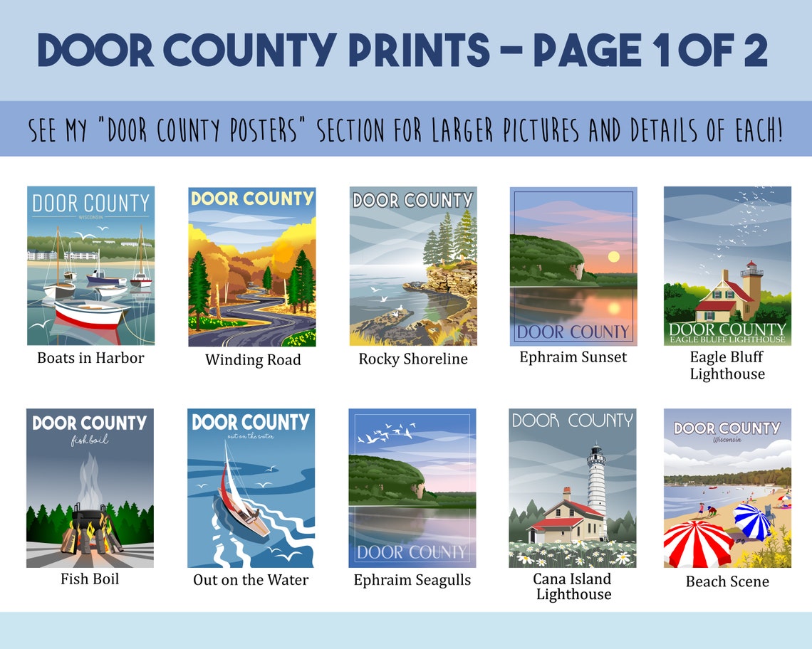 Door County Posters Set of 4 Choose Any Four Door County | Etsy