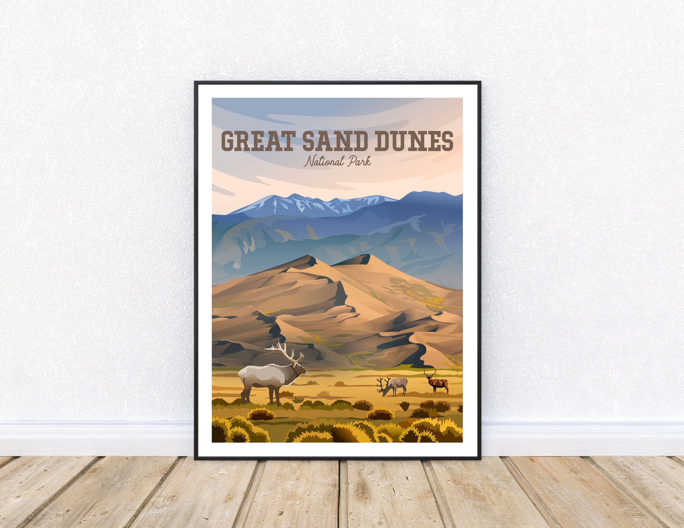 Great Sand Dunes National Park Poster Star Dune With Elk | Etsy