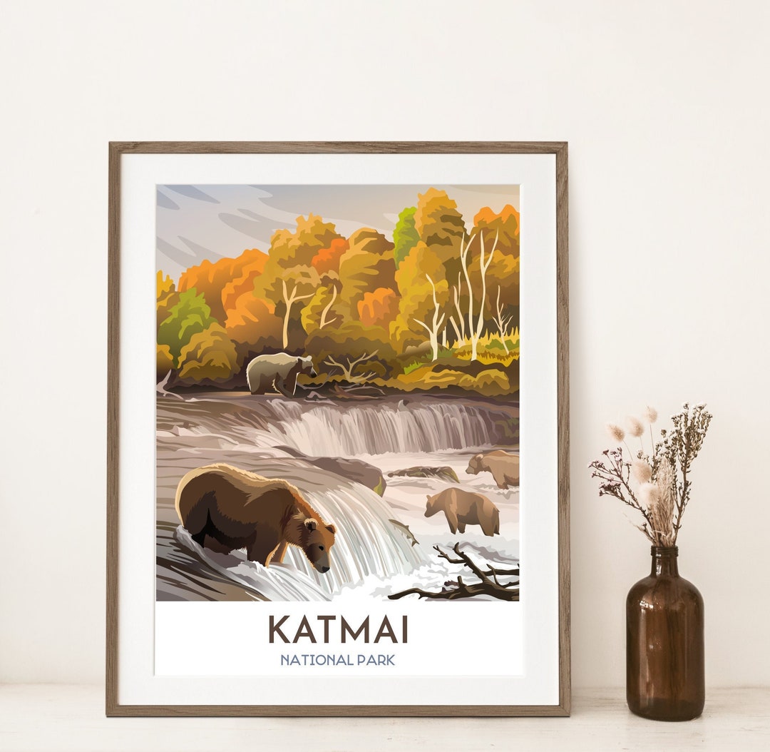 Katmai National Park Print | Katmai Alaska Brooks Falls | Grizzly Bears ...
